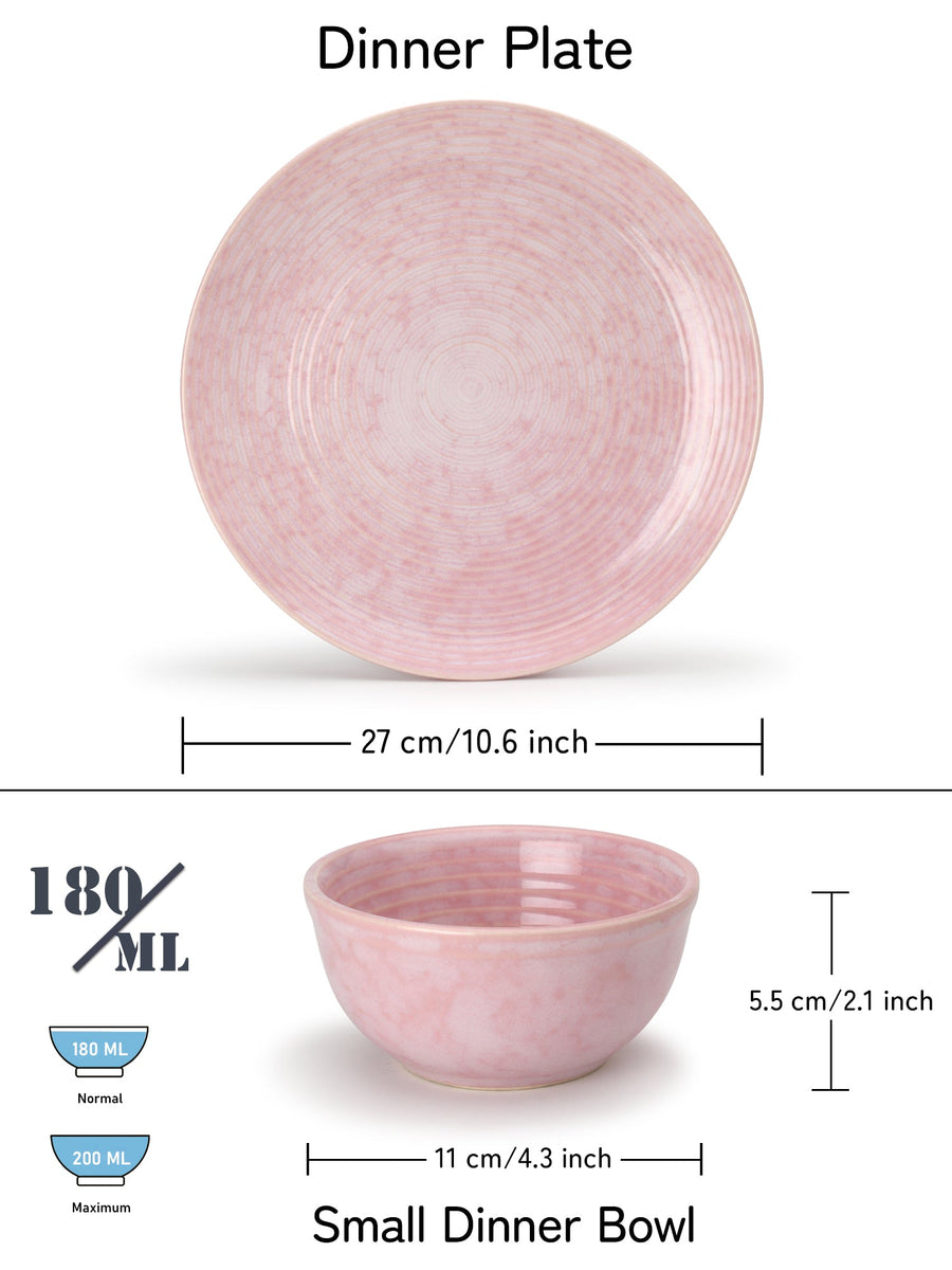 Bodhi House | Pastel Pink Ceramic Plates | 6-Piece