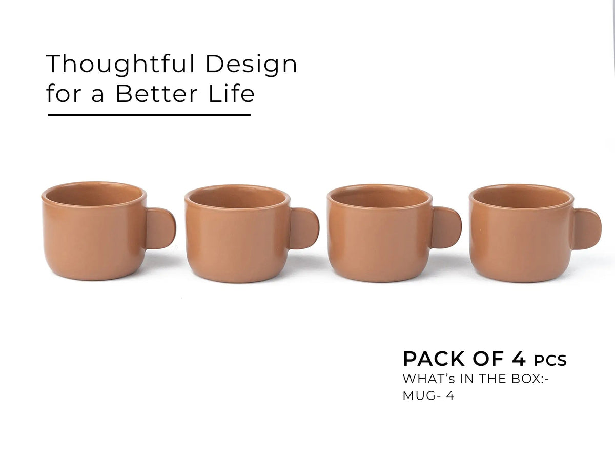 Eco Cozy Ceramic Tea Cup Set of 4 (120 ml) – Brown | Bodhi House