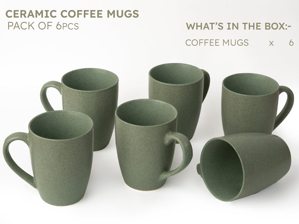 Handcrafted Ceramic Coffee Mug and Tea Cup – 300 ml (Pack of 6) – Bodhi ...